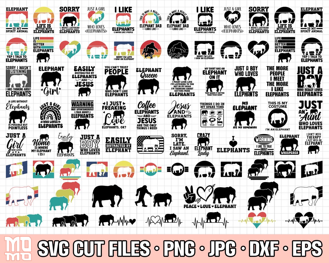 Elephant Svg Bundle Cricut Elephant Png Bundle Elephant Shirt Design ...