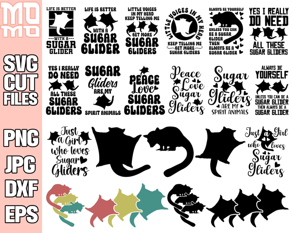 Sugar Glider Svg Sugar Glider Png Sugar Glider Svg Cut File Bundle ...