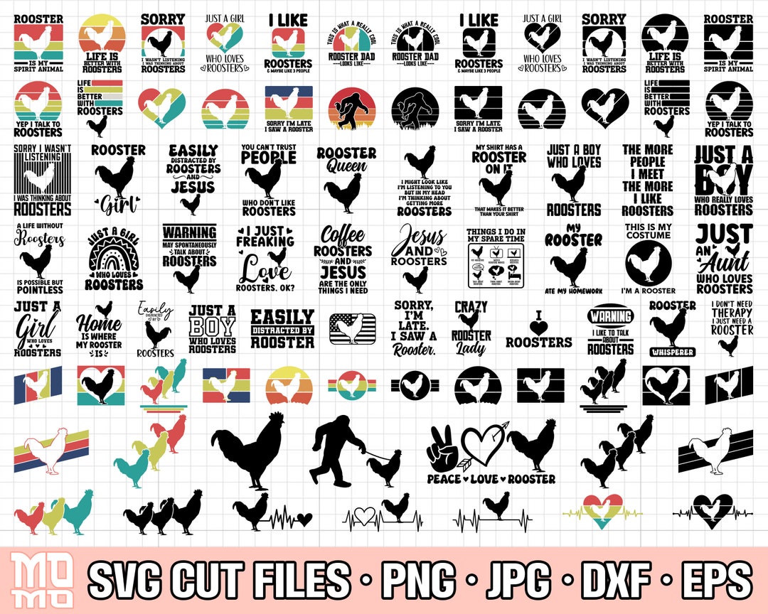 Rooster Svg Bundle Cricut Rooster Png Bundle Rooster Shirt Design ...