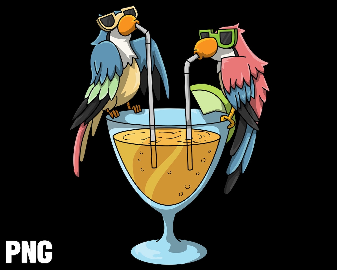 Parrots Birds Drinking Cocktail Png Sublimation Clipart Illustration - Etsy