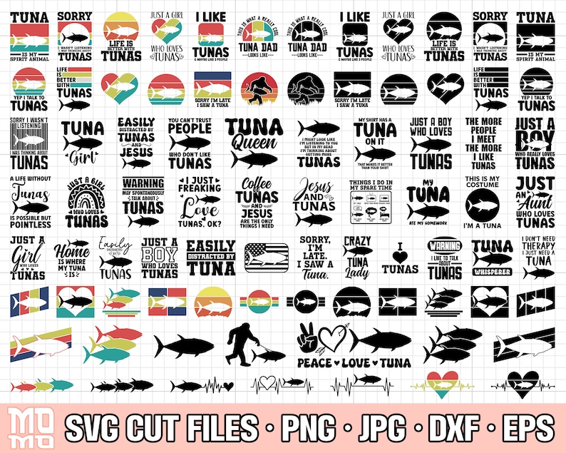 Tuna Svg Bundle Cricut Tuna Png Bundle Tuna Shirt Design Bundle Eps Dxf ...
