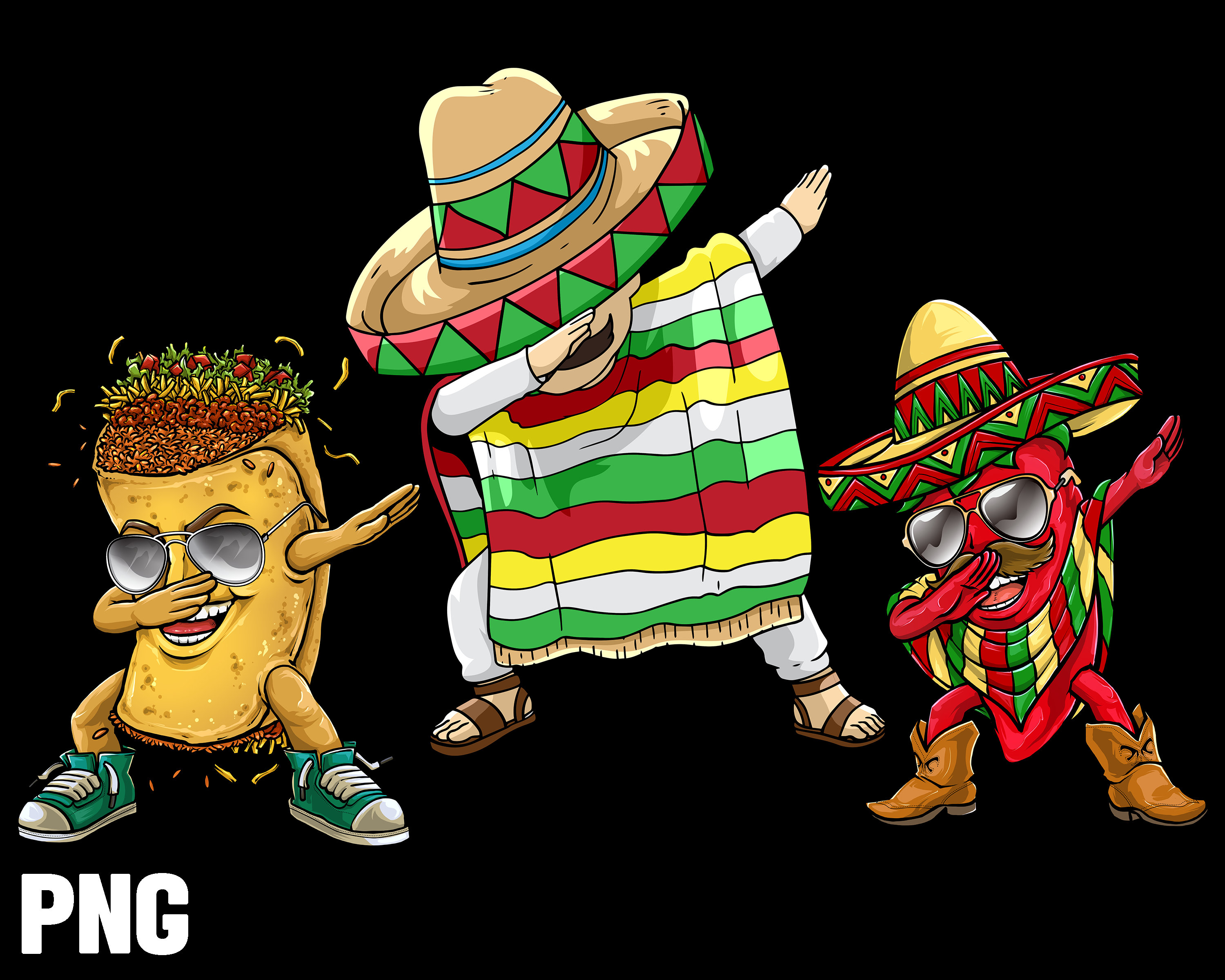 Cinco De Mayo Png Bundle Sublimation Dabbing Mexican Taco Jalapenjo ...