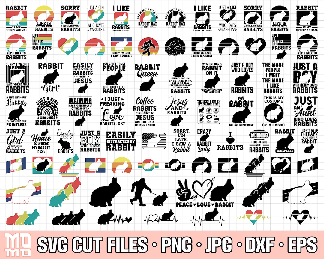 Rabbit Svg Bundle Cricut Rabbit Png Bundle Rabbit Shirt Design Bundle ...