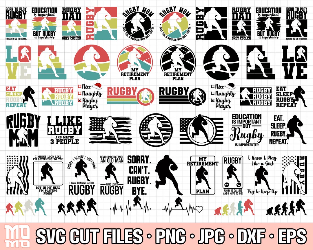 Rugby Svg Bundle Cricut Rugby Png Bundle Rugby Shirt Design Bundle Eps ...