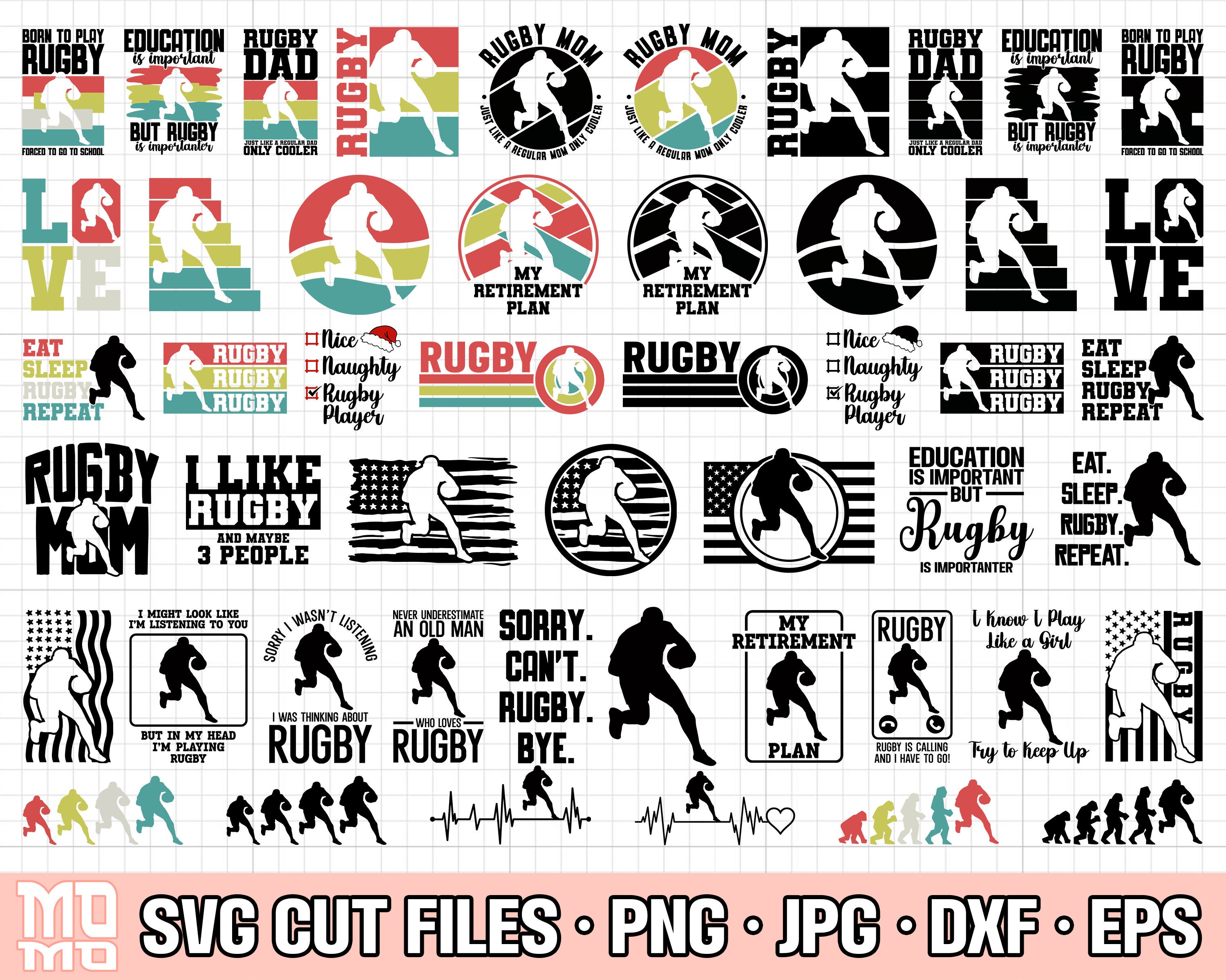 Rugby Svg Bundle Cricut Rugby Png Bundle Rugby Shirt Design Bundle Eps ...