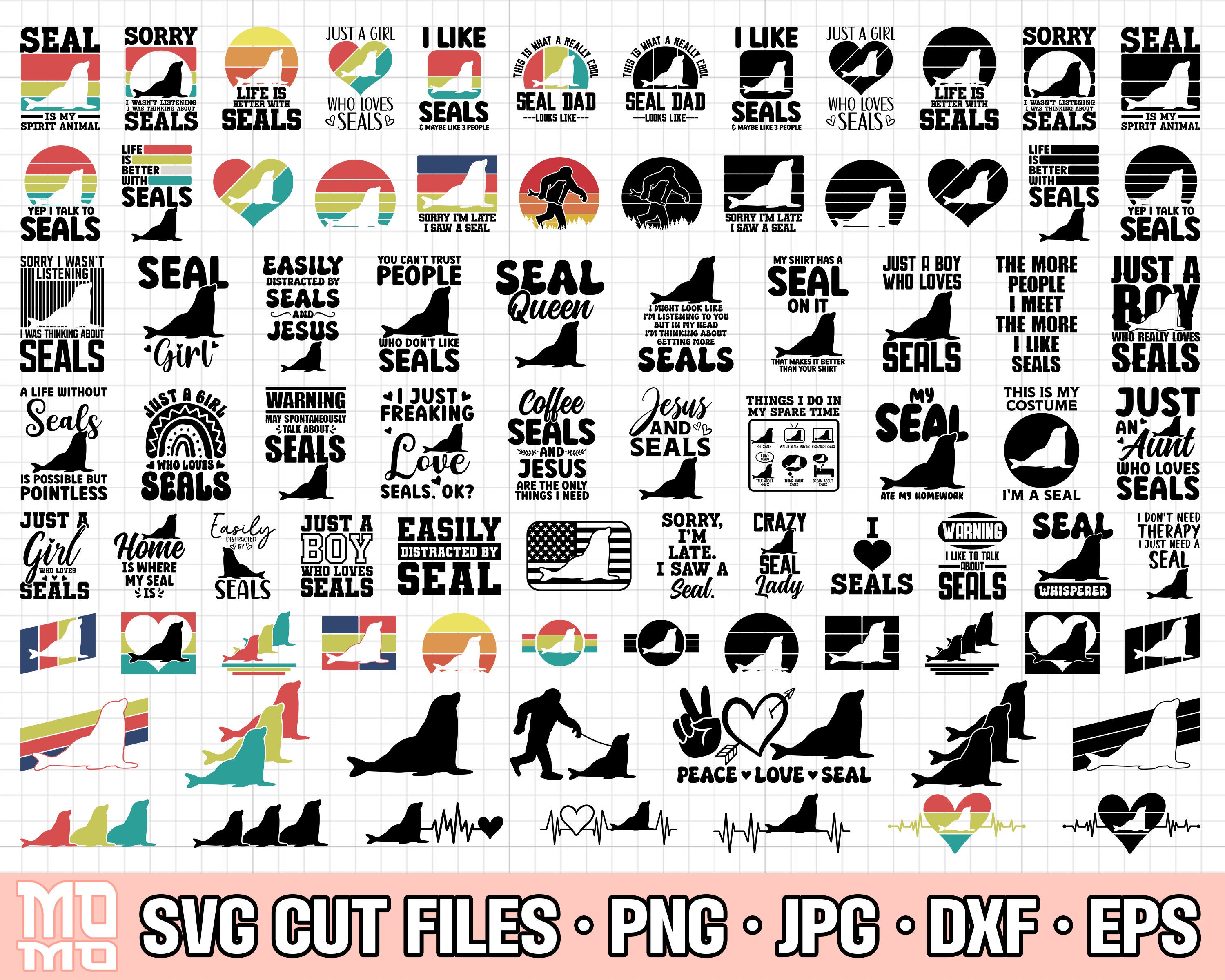 Seal Svg Bundle Cricut Seal Png Bundle Seal Shirt Design Bundle Eps Dxf ...
