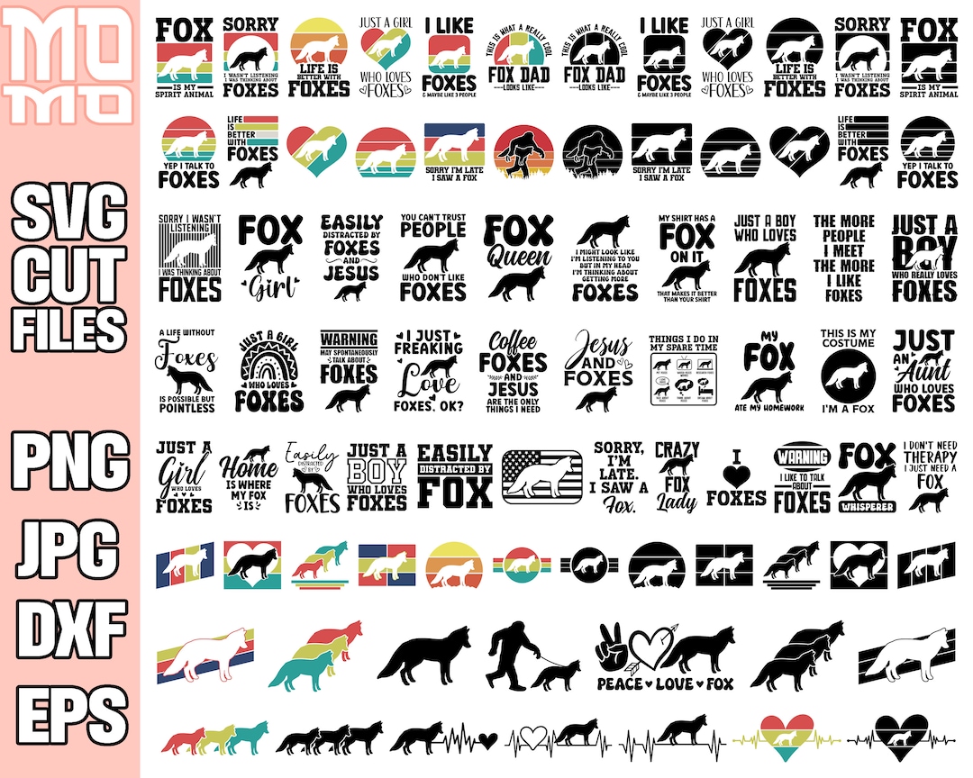 Fox Svg Bundle Cricut Fox Png Bundle Fox Shirt Design Bundle Eps Dxf ...