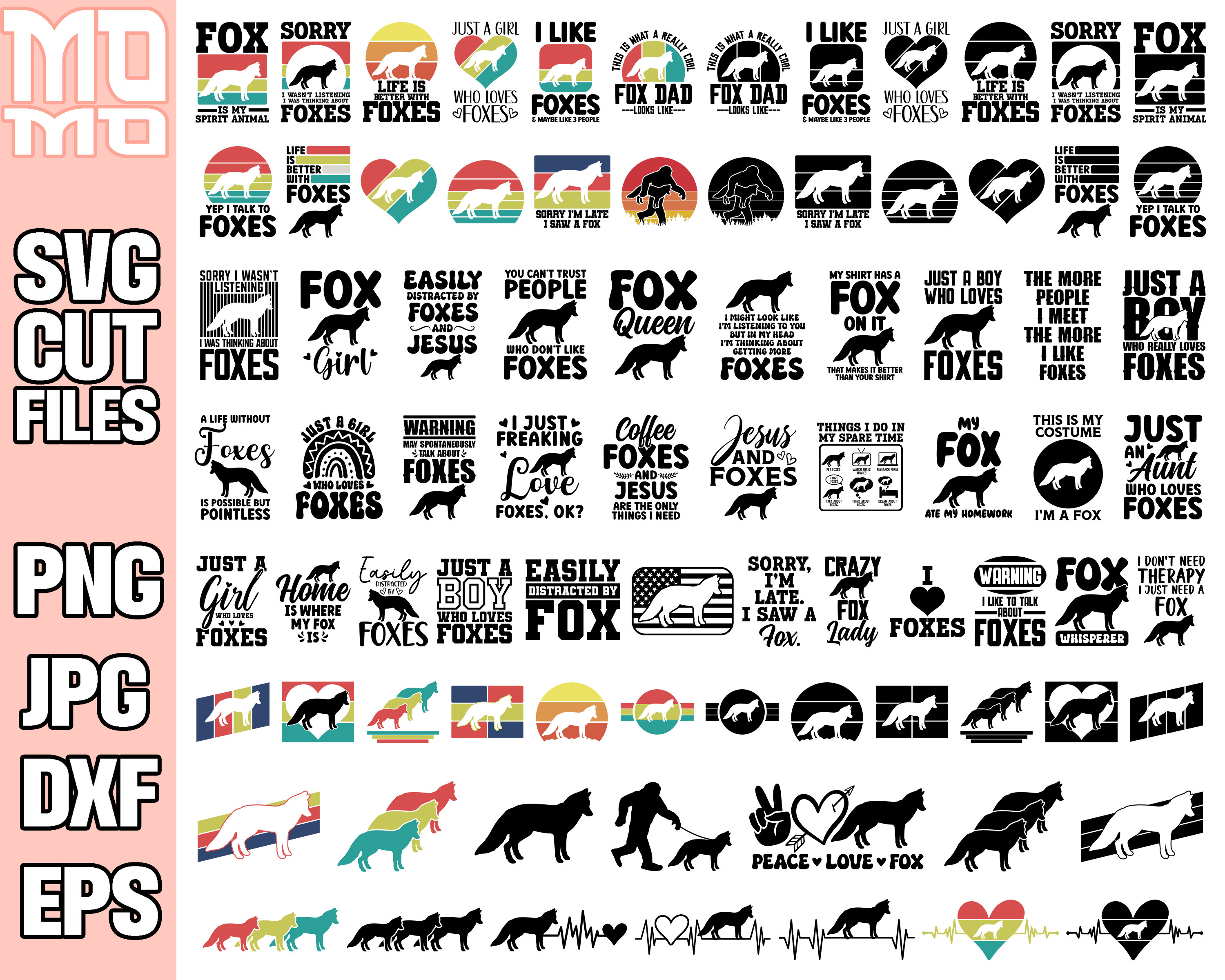 Fox Svg Bundle Cricut Fox Png Bundle Fox Shirt Design Bundle Eps Dxf ...