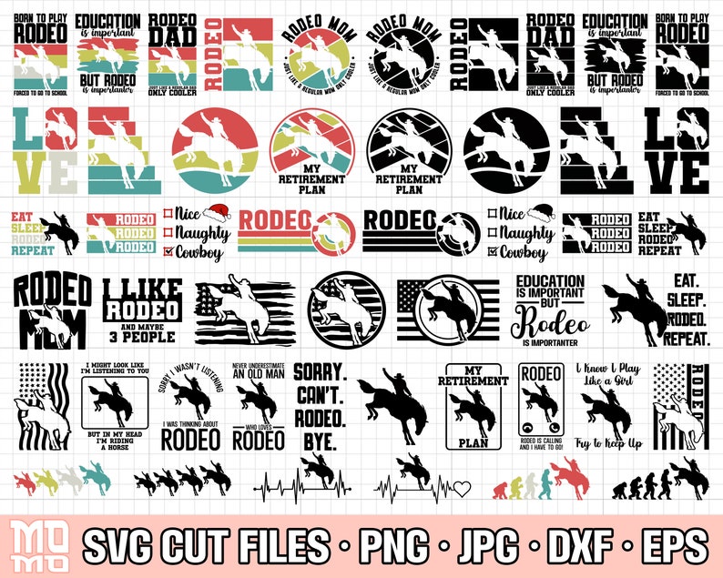 Rodeo Svg Bundle Cricut Rodeo Png Bundle Rodeo Shirt Design Bundle Eps ...