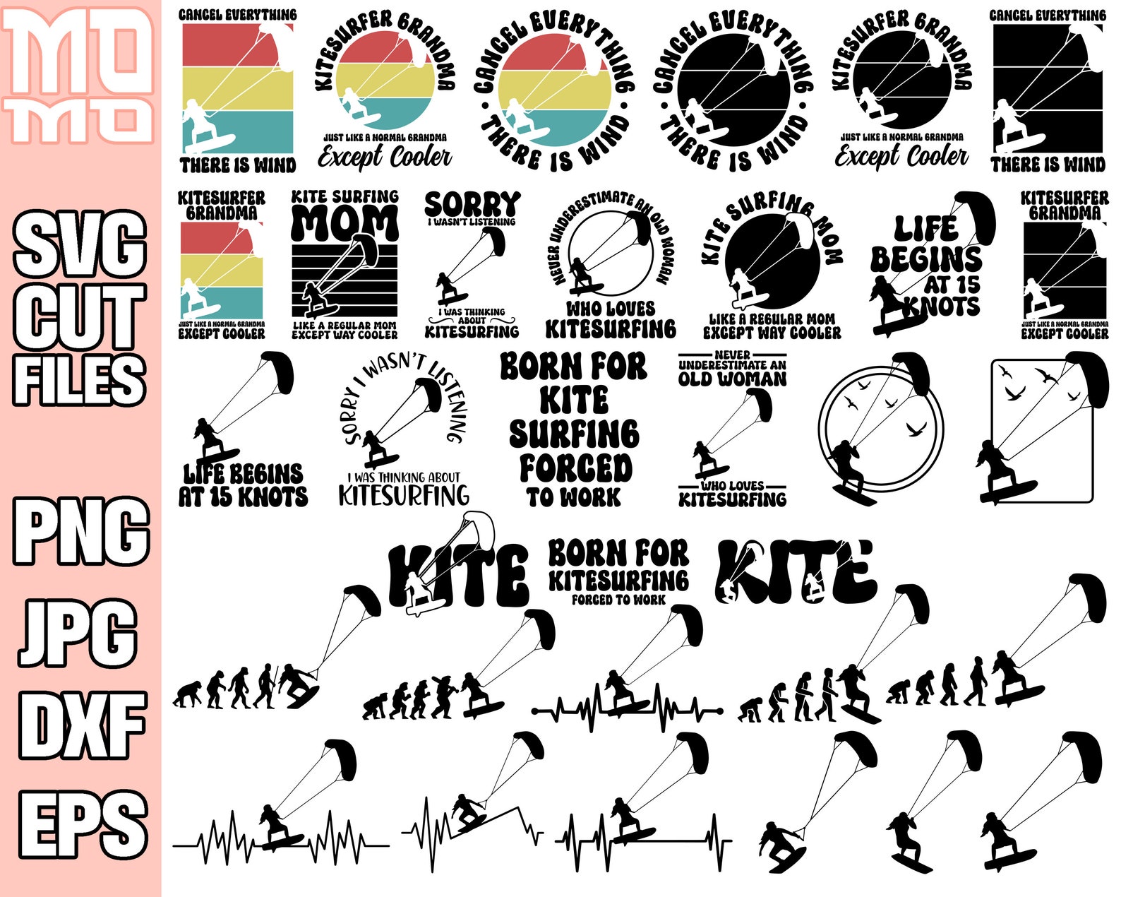 Kitesurfing Svg Bundle Cricut Kitesurfing Png Bundle Kitesurfing Clip ...