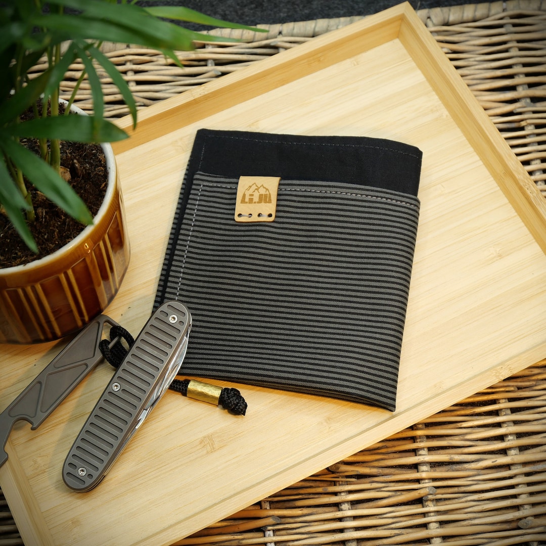 HANDKERCHIEF - Edc-hank - Littlestripes - Grey/black - Hand-sewn Edc ...