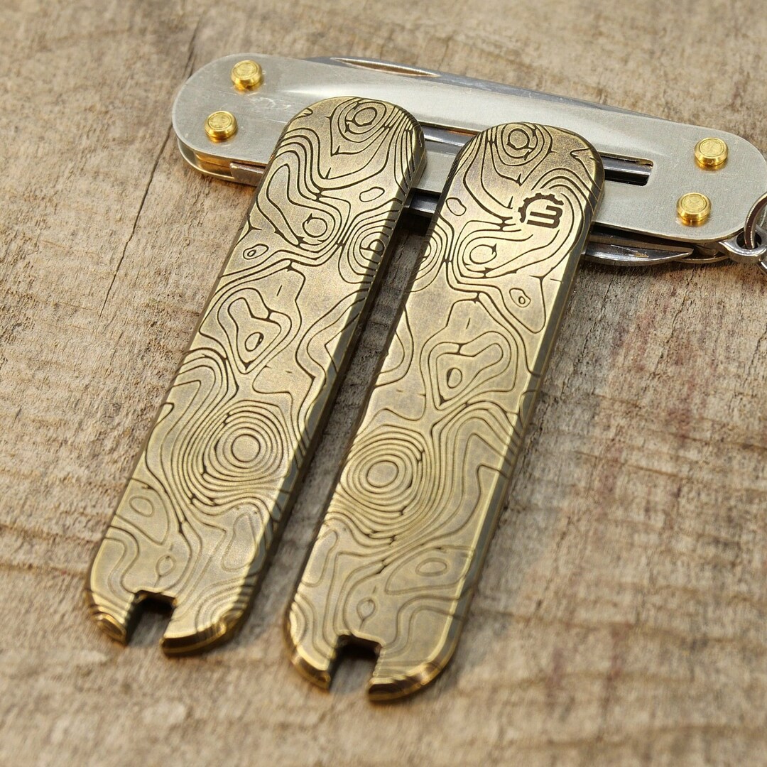 58 Mm Brass Handle Scales, Scales Topo Lasered - SAK MOD PARTS ...
