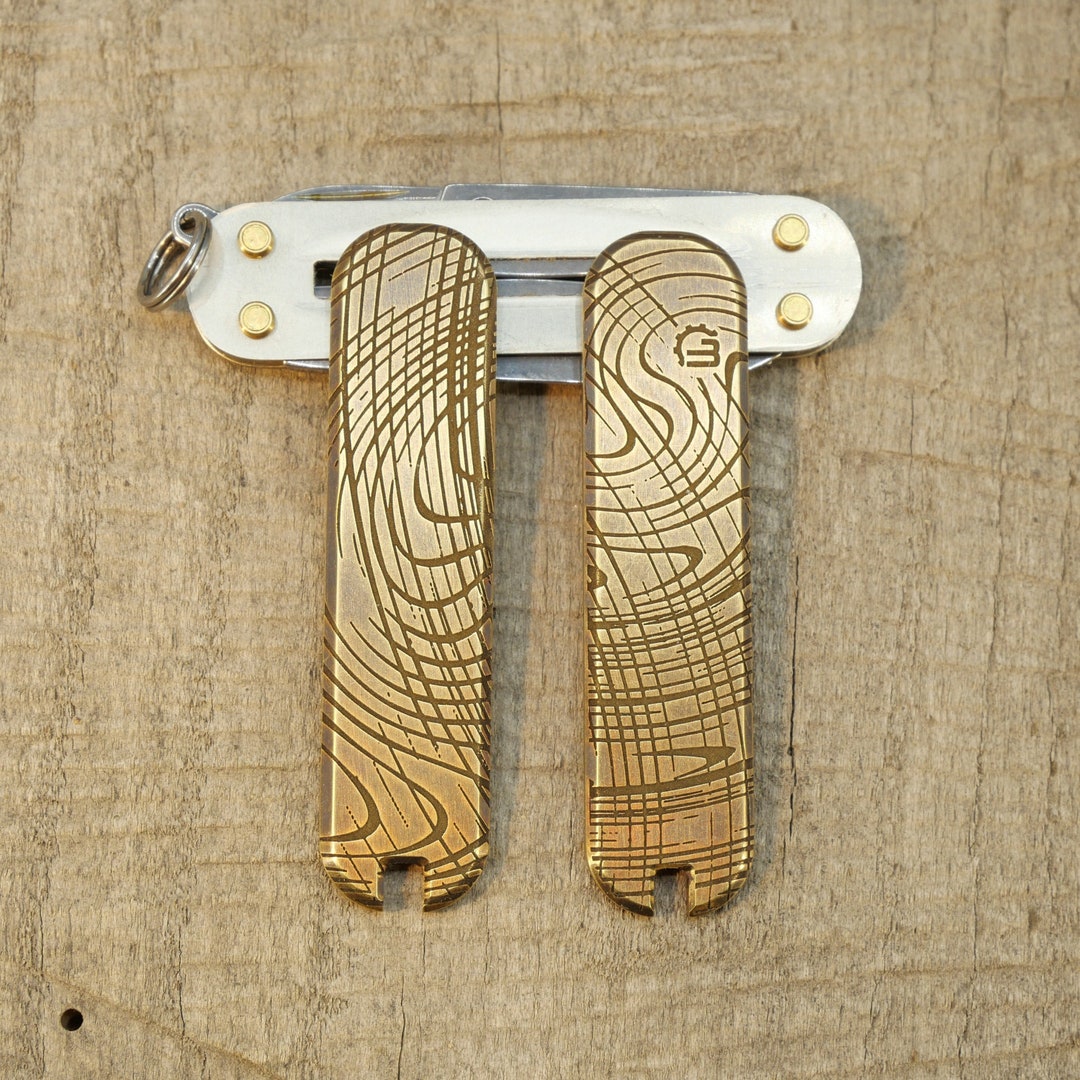 58 Mm Brass Handle Scales Scales Lines Lasered SAK MOD - Etsy