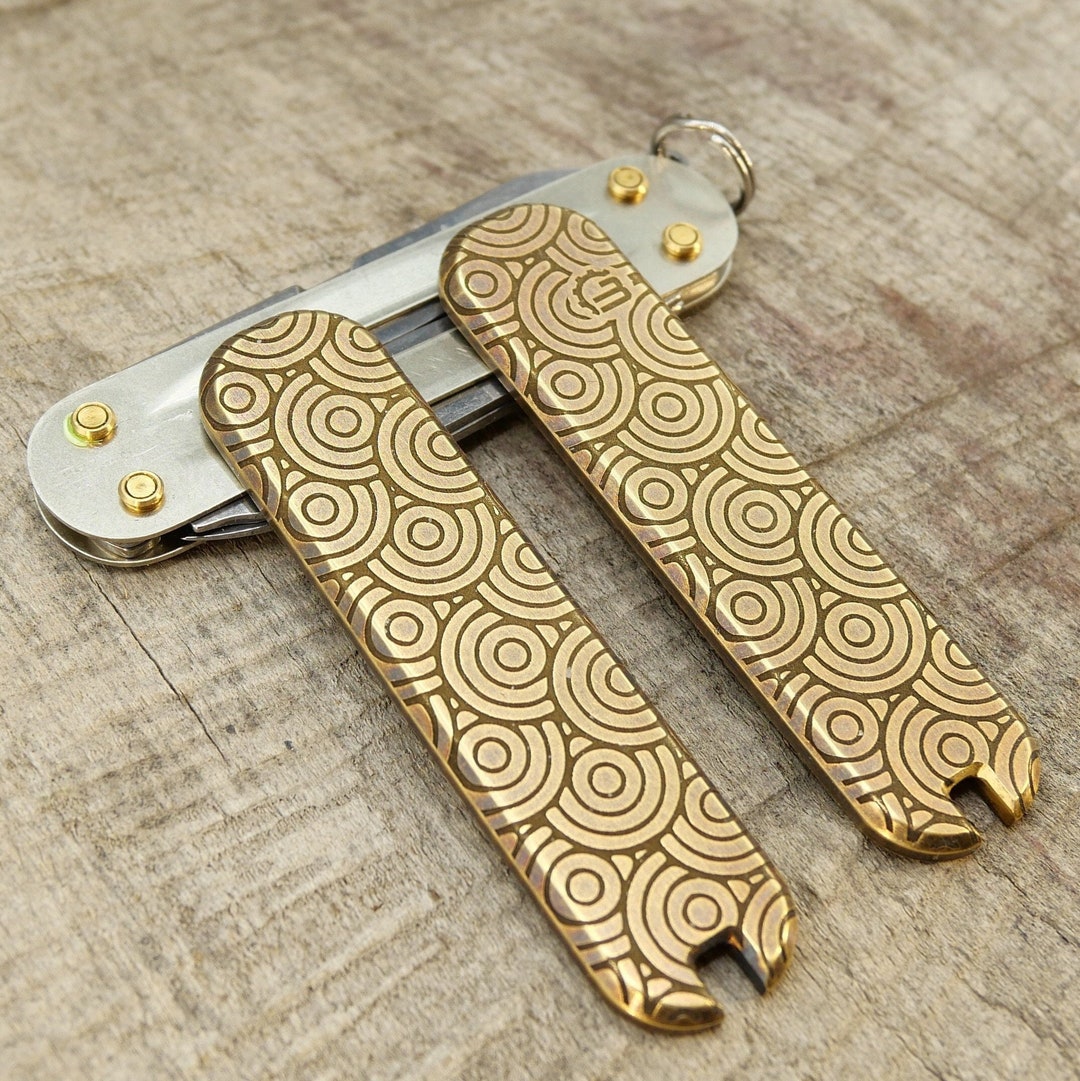 58 Mm Brass Handle Scales, Scales Circles Lasered SAK MOD PARTS ...