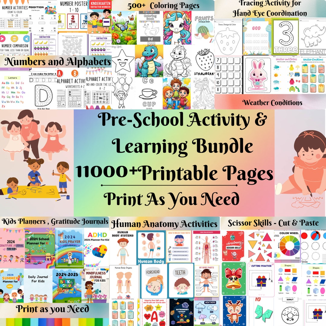 11000+ Kids Learning Activity Sheets: Preschool Kindergarten Bundle ...