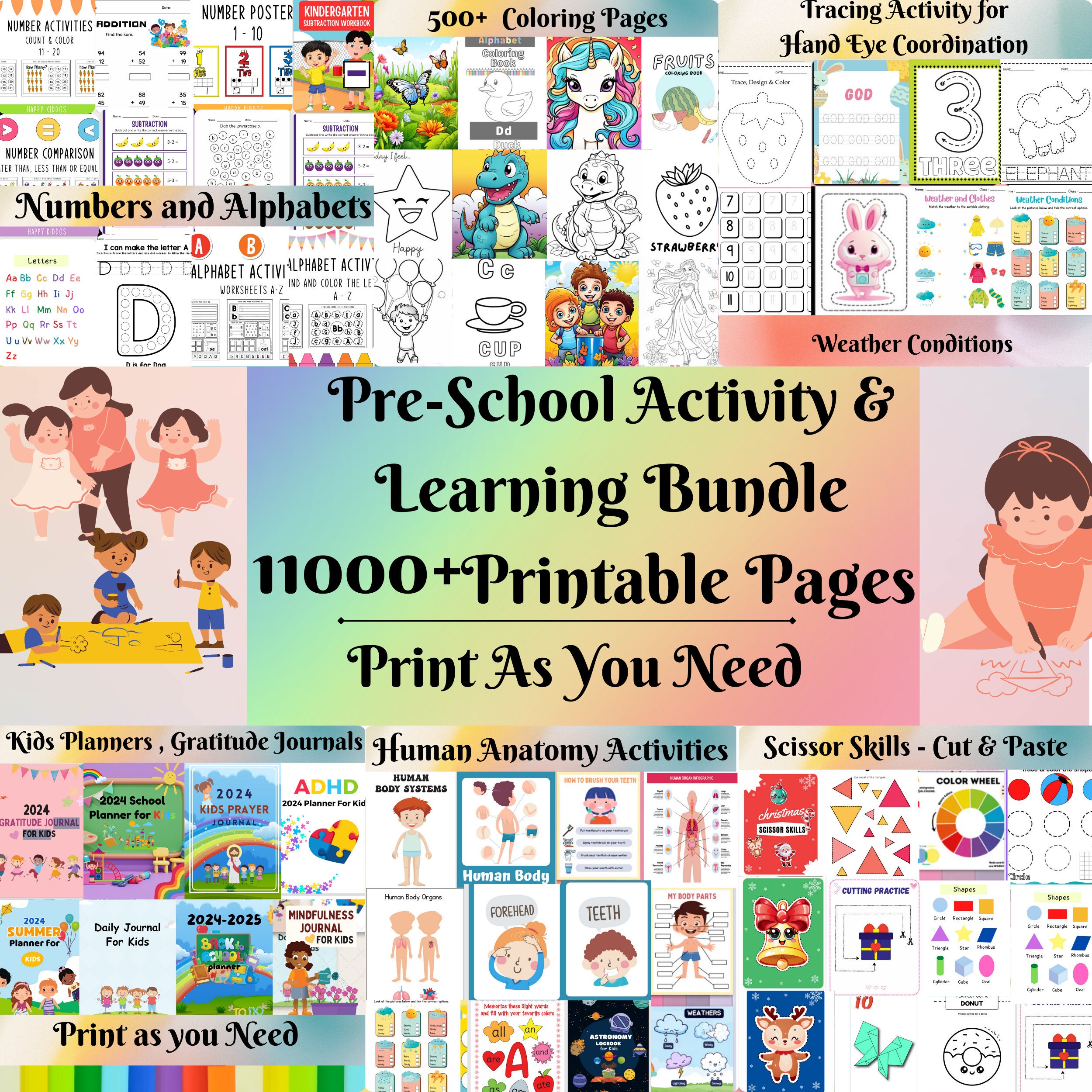 11000 Preschool Kindergarten Printable Activity Worksheets All-in-one ...