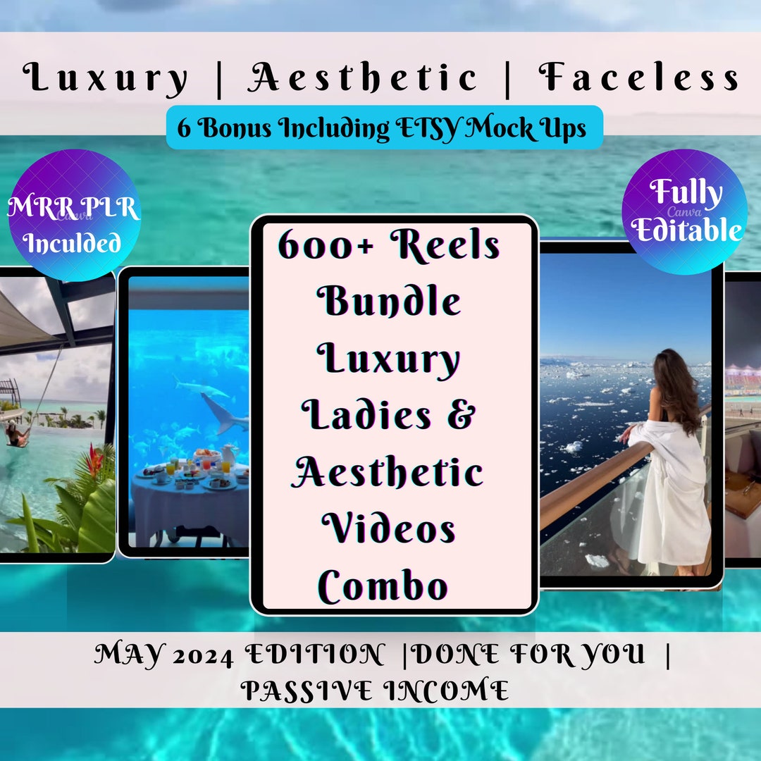 600+ Luxury+ Aesthetic + Faceless Reels Bundle| Ready for Tiktok Insta ...