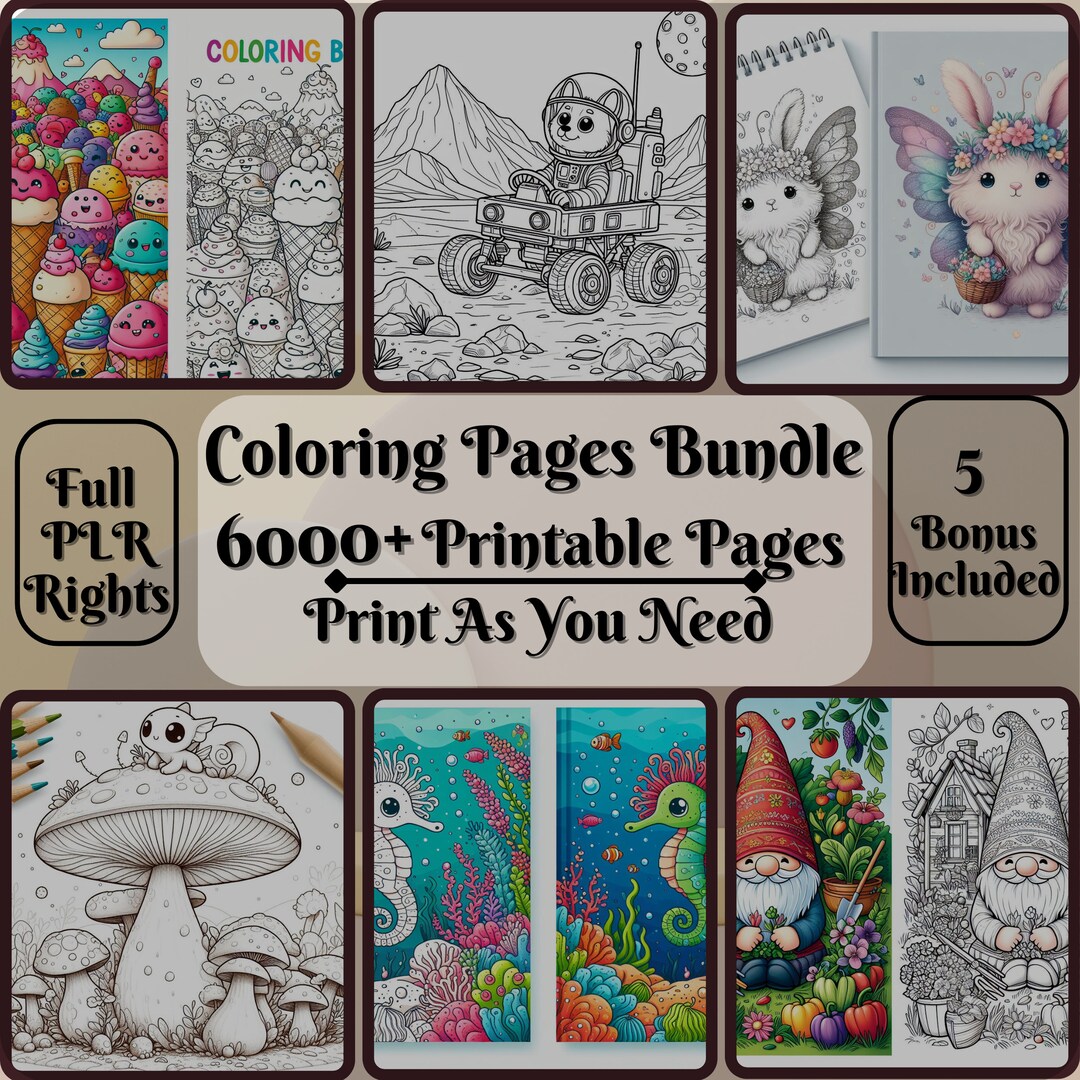 6000+ Coloring Pages Bundle: Variety of Themes (PLR) - Etsy