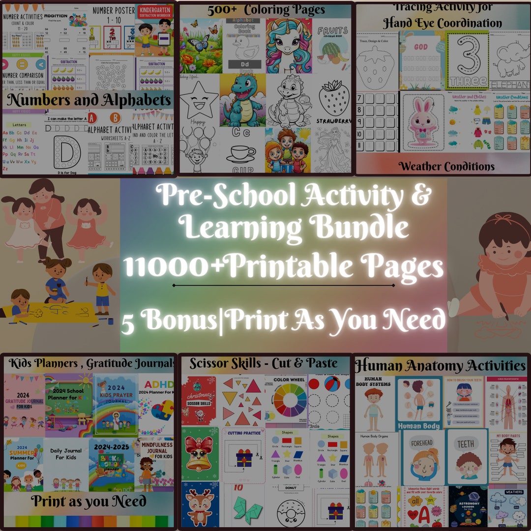 11000+ Preschool & Kindergarten Worksheets Bundle | Printable ...