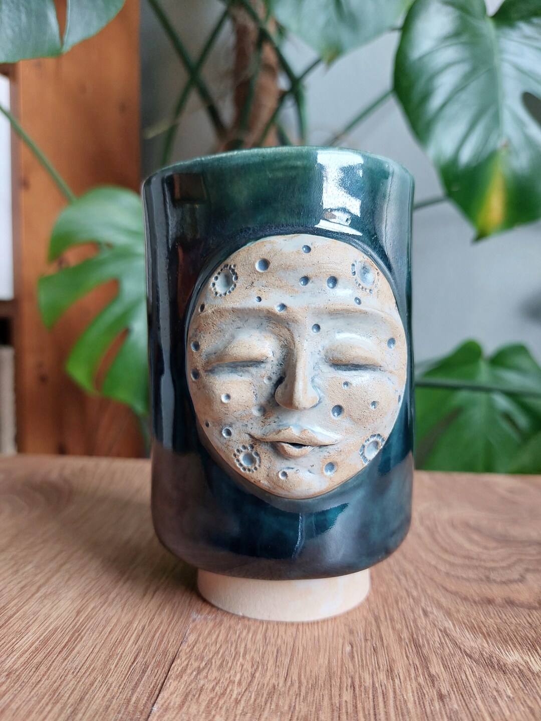 SECONDS SALE Full Moon Vase Deep Blue Slab Built Footed Vase - Etsy