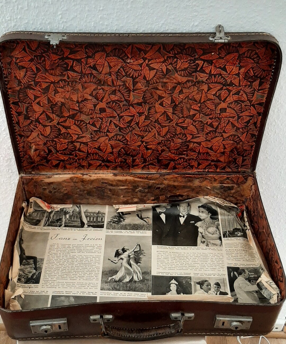 Very Old Suitcase 40s/50s Cardboard Leather Decoration - Etsy