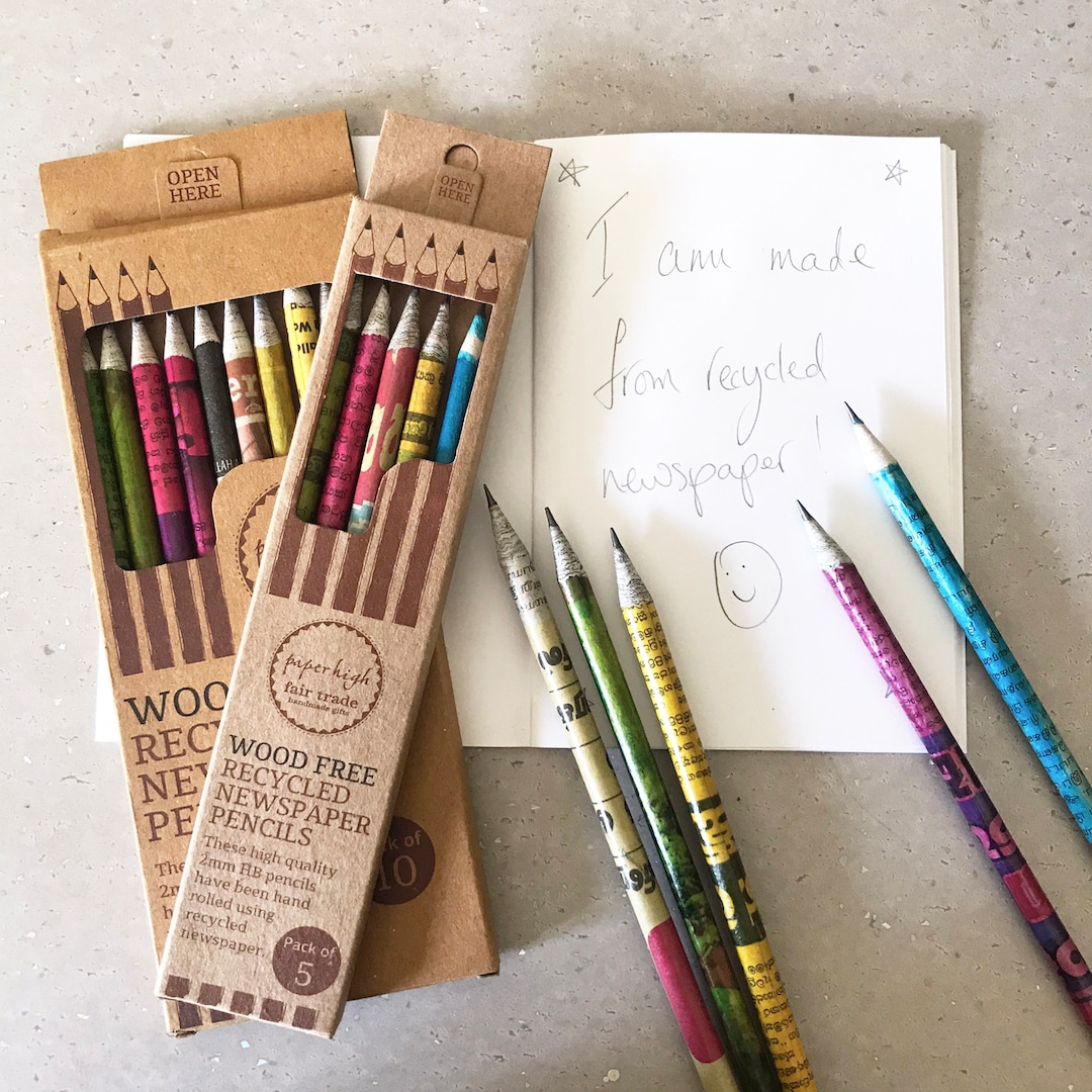 Recycled Newspaper Pencils: Zero Waste Stationery, Eco-friendly Gift - Etsy