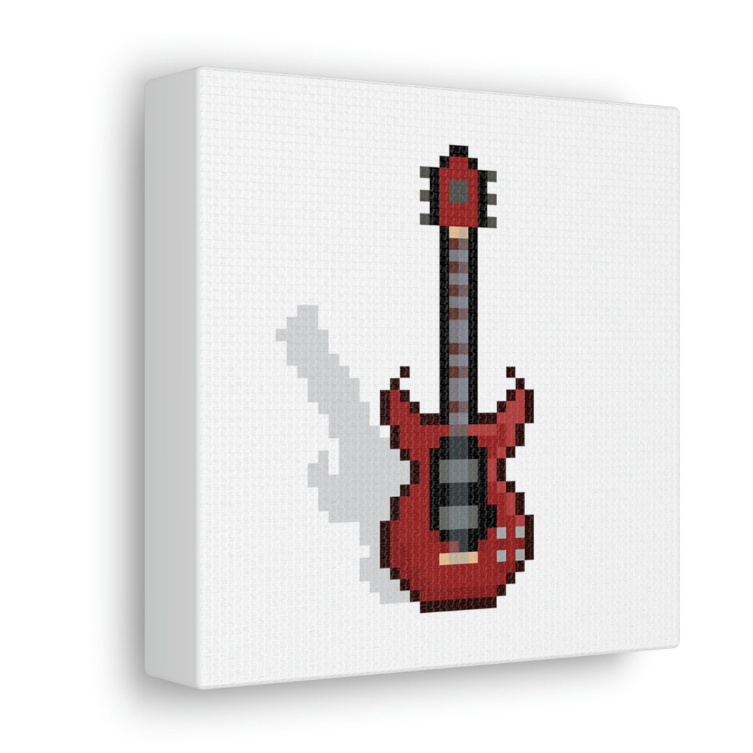 Guitar Pixel Art Canvas Gallery Wraps Wall Art Physical - Etsy