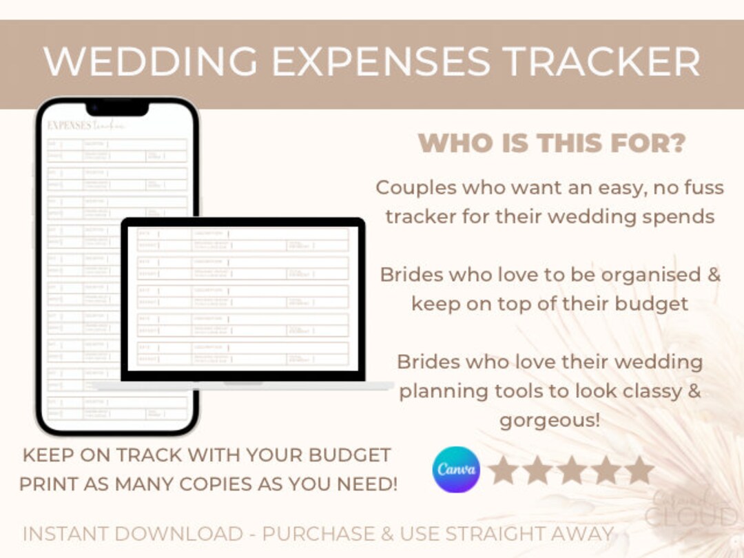 Wedding Expense Tracker PDF Download - Printable Wedding Budget Planner ...