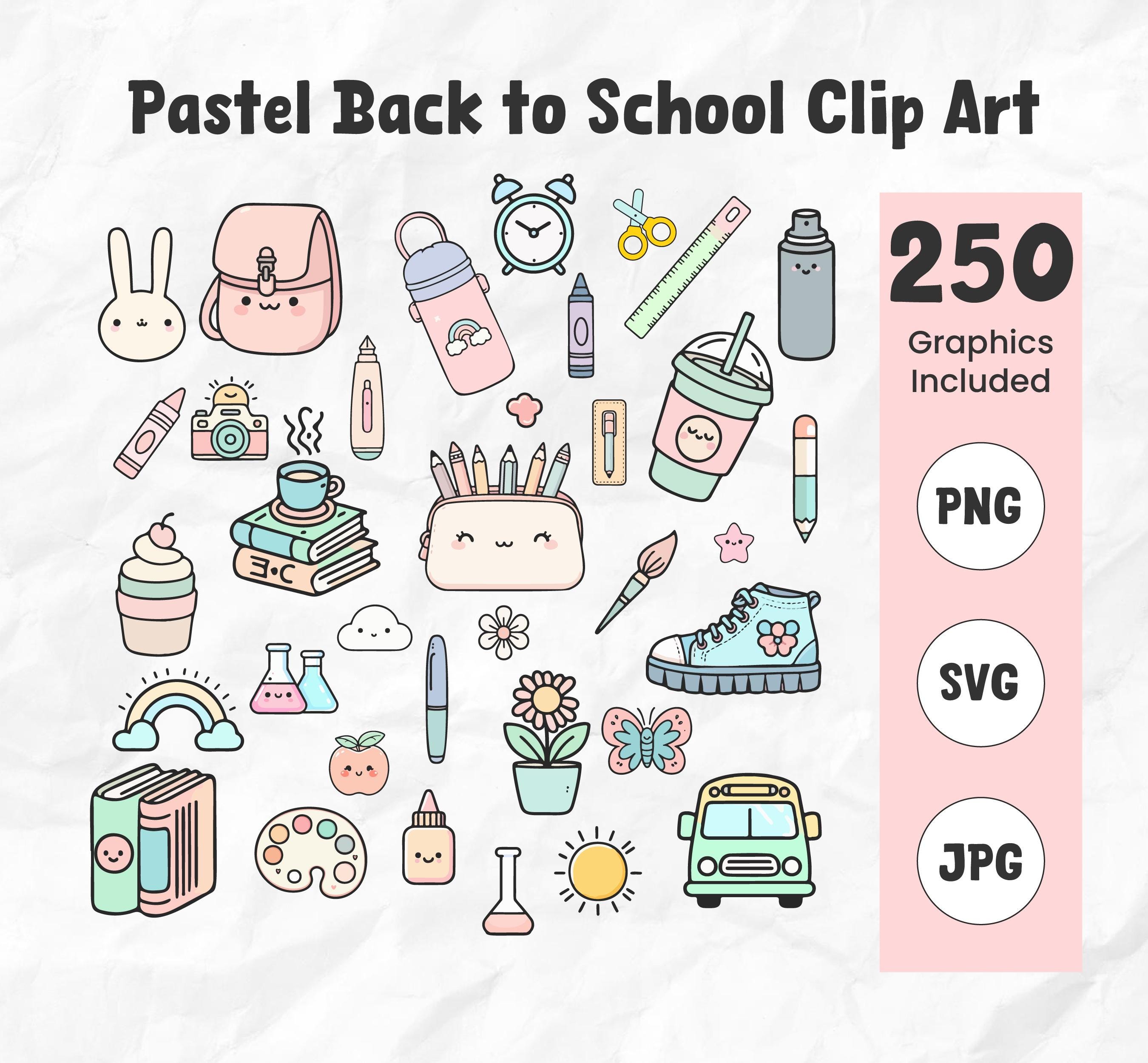 Pastel Back to School Clip Art and SVG Bundle Perfect for Back to ...