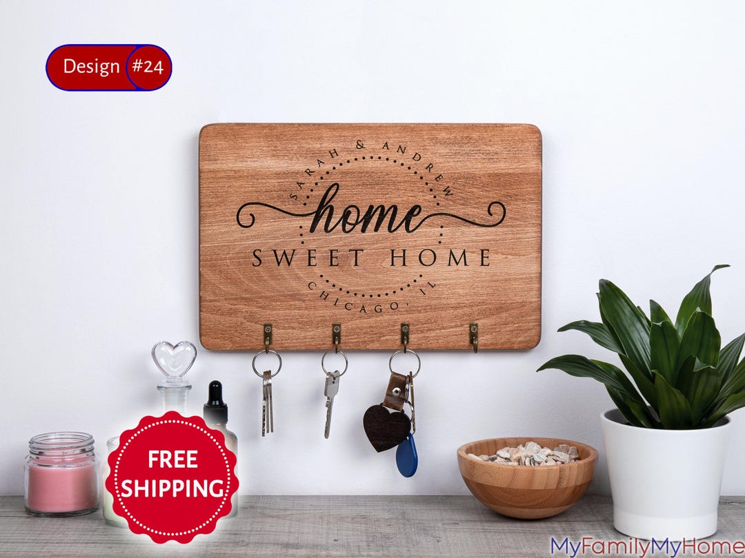 Personalized Key Holder, Engraved Key Rack, Family Gift, Engraved Gift ...