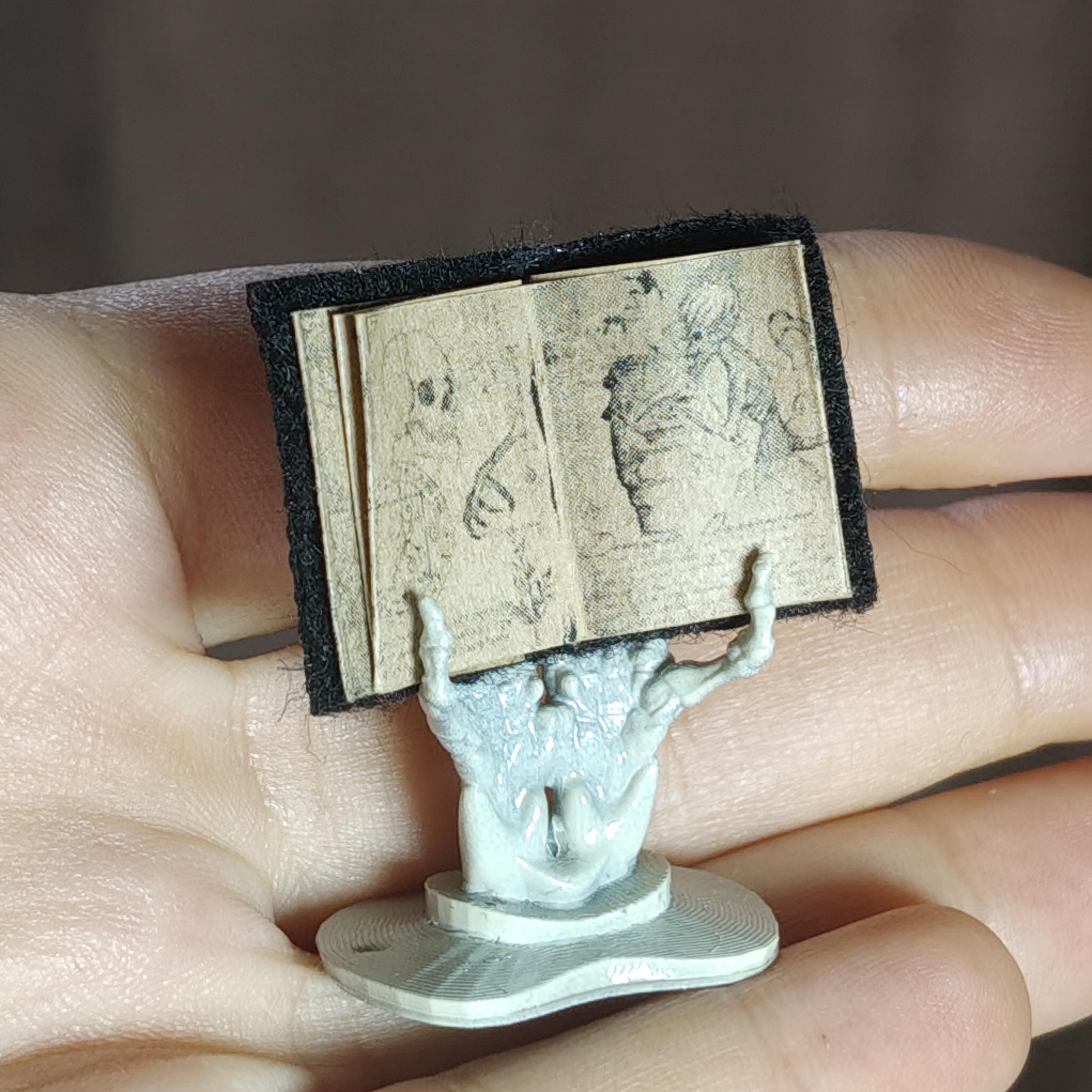 Miniature Witch Spell Book & Bone Book Holder, Dollhouse, Diorama Decor ...