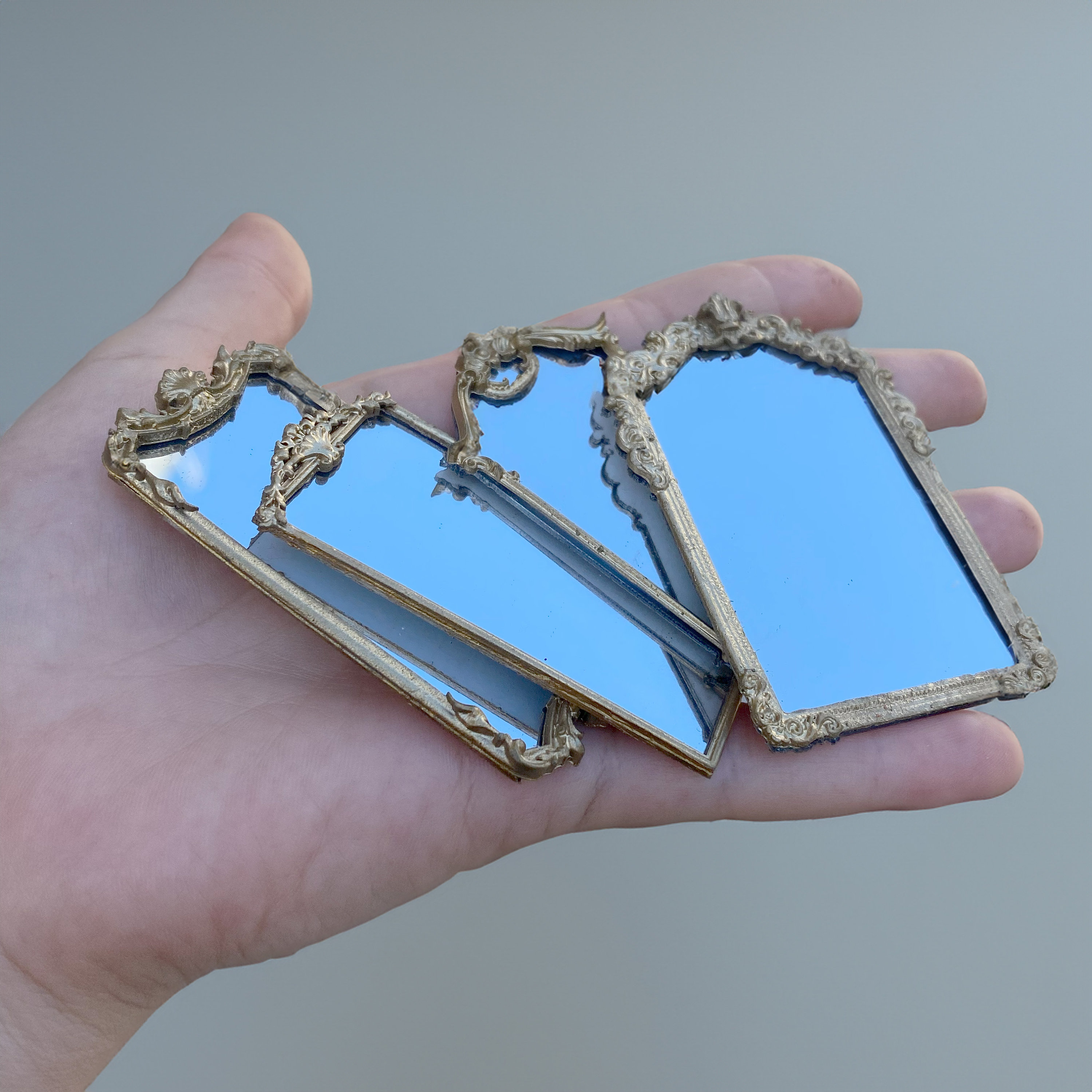 Miniature Mirror Frame, Dollhouse Victorian Decor, Gold Painted, 3D ...