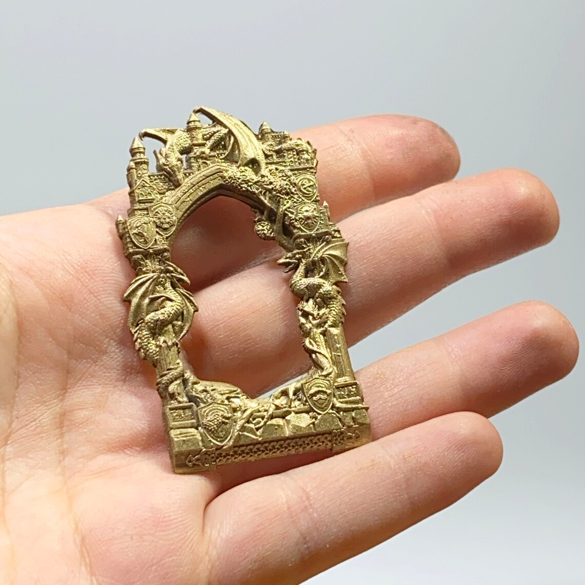 Miniature Dragon Picture Frame, Gold Painted, Diorama and Dollhouse, 3D ...
