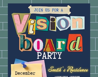 Retro Vision Board Party Invite Printable Template Vintage-inspired ...