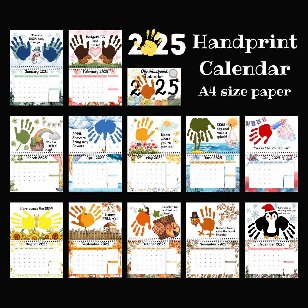 Handprint Calendar 2025 Memory Keepsake DIY Toddler Kids Childrens ...