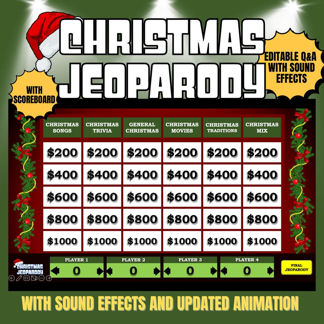 Christmas Jeoparody Games With Scoreboard Powerpoint Editable Instant ...