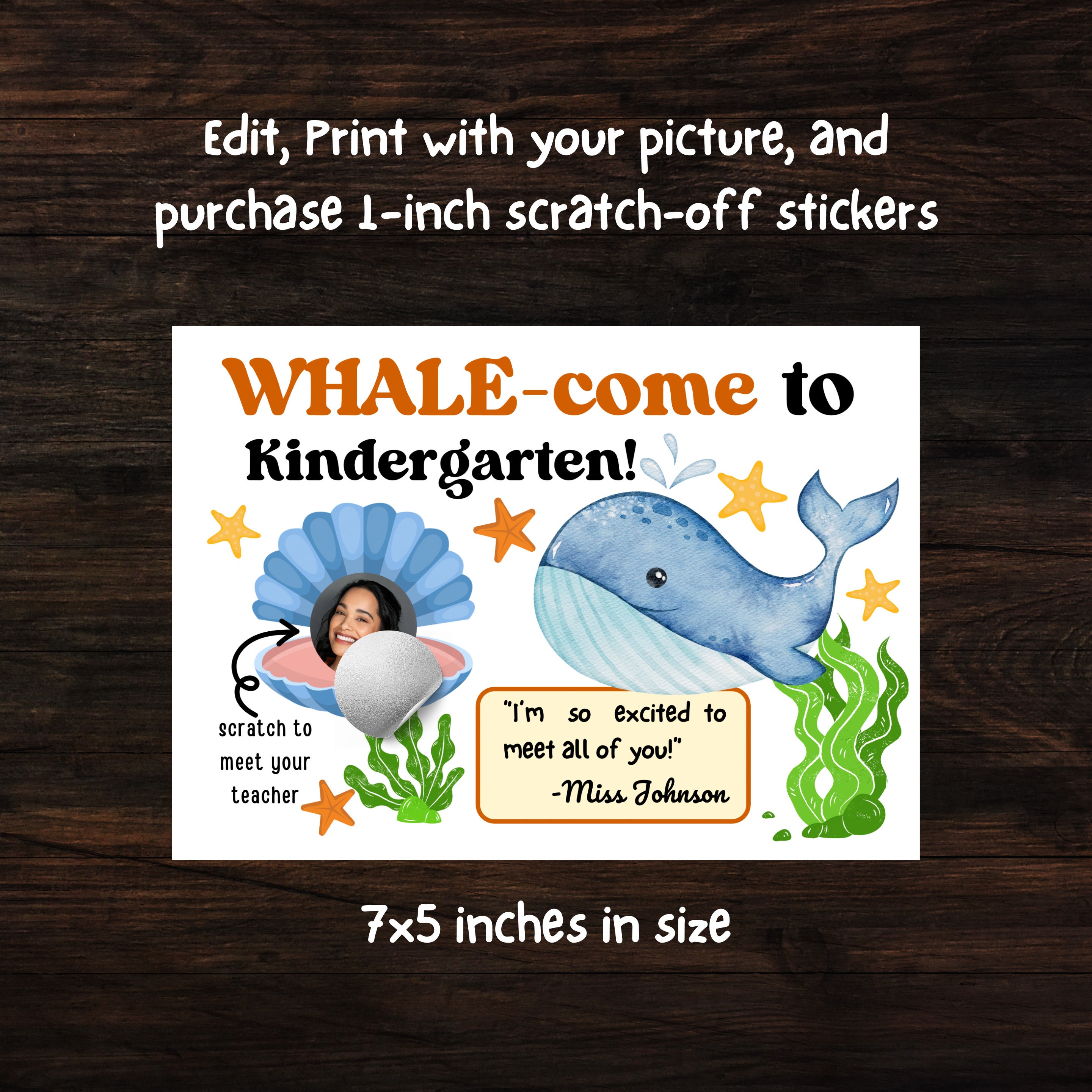 Meet the Teacher Whale Scratch off Postcard Editable Template Back to ...