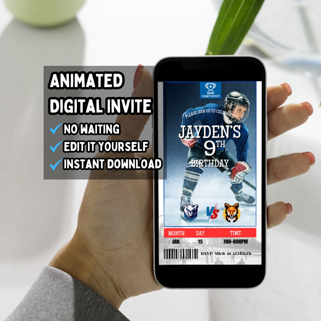 Hockey Birthday Invitation Template Editable Hockey Party Invite ...