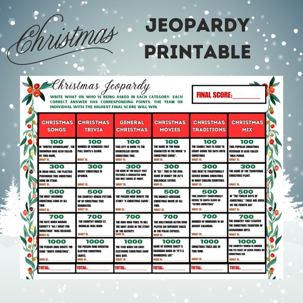 Christmas Jepordy - Etsy