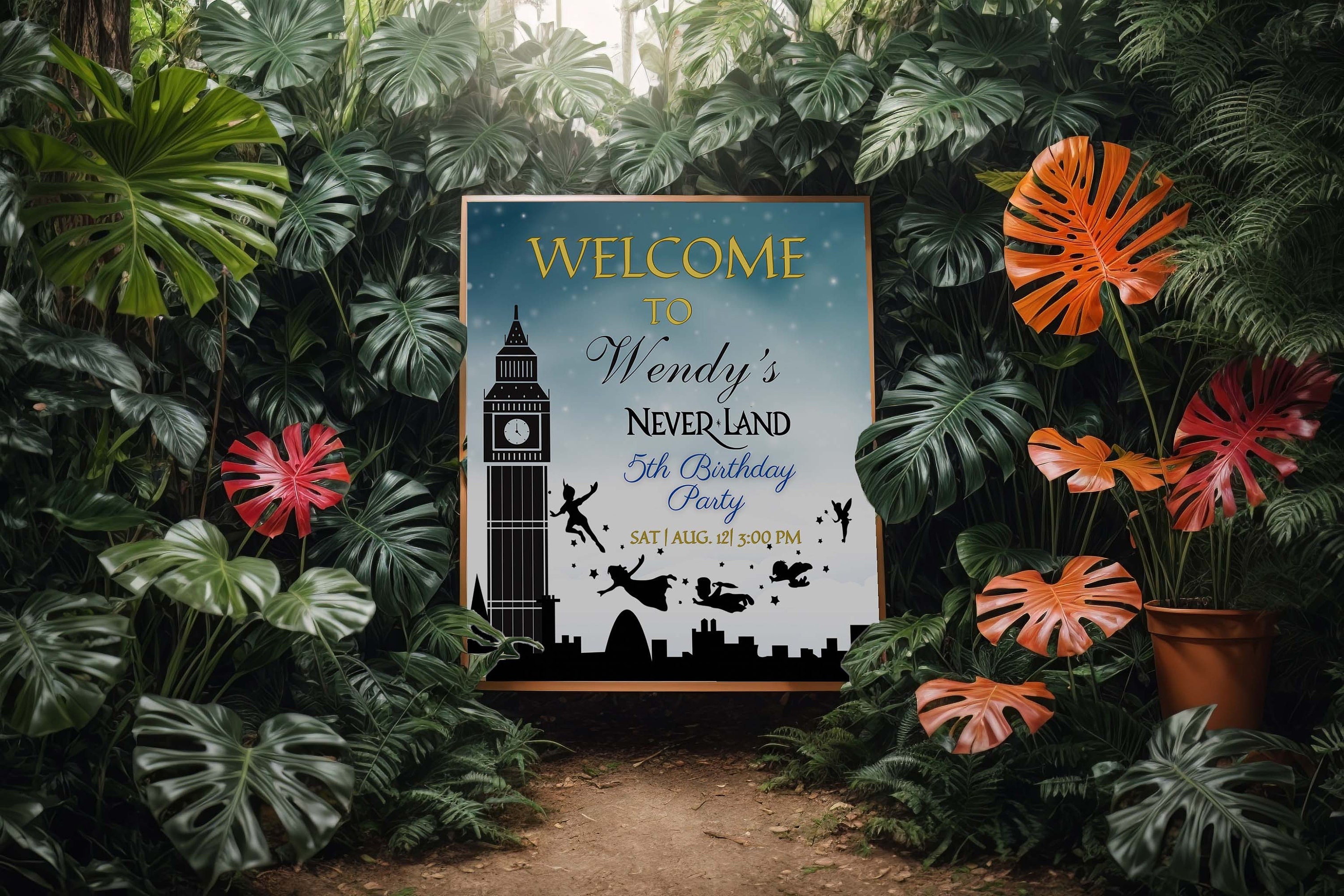 Peter Pan Birthday Party Decorations Neverland Welcome Sign Editable ...