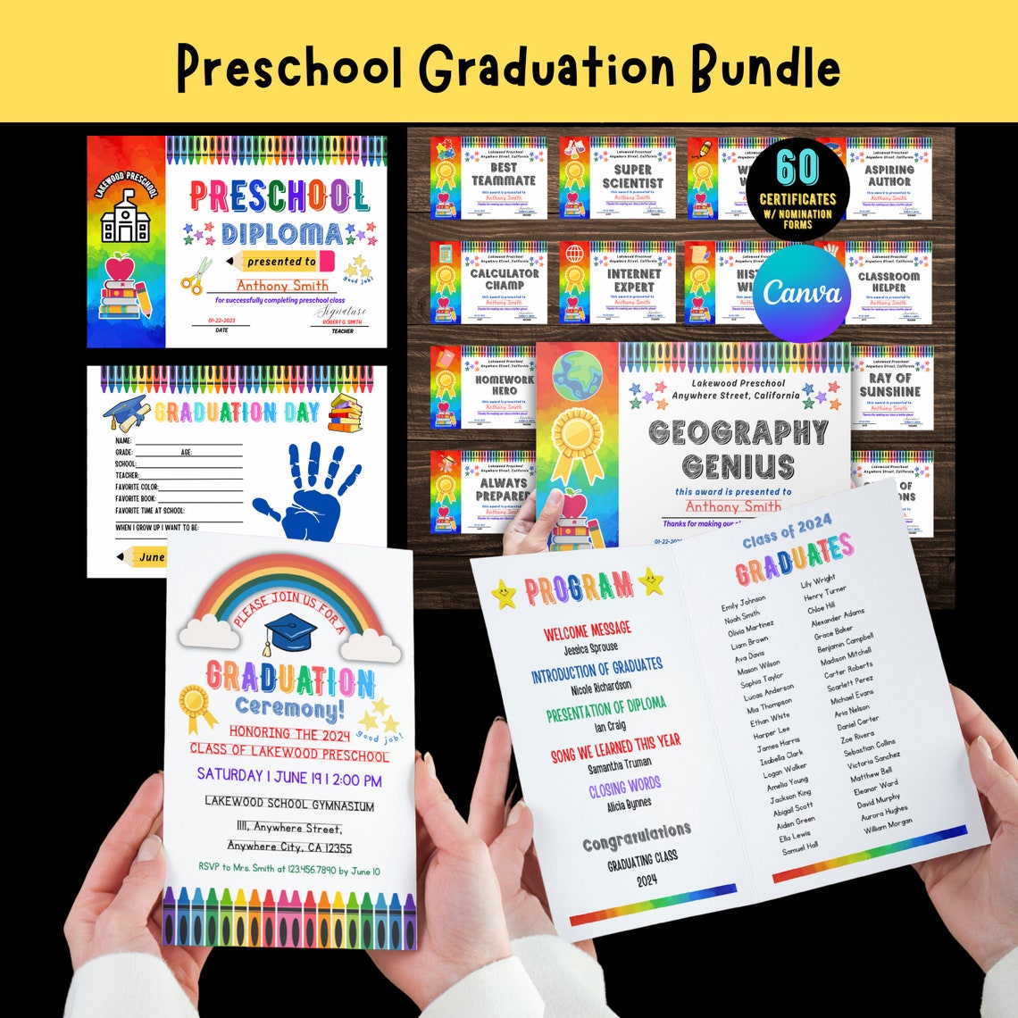 Preschool Graduation Invitation Graduate Keepsake Diploma Awards ...