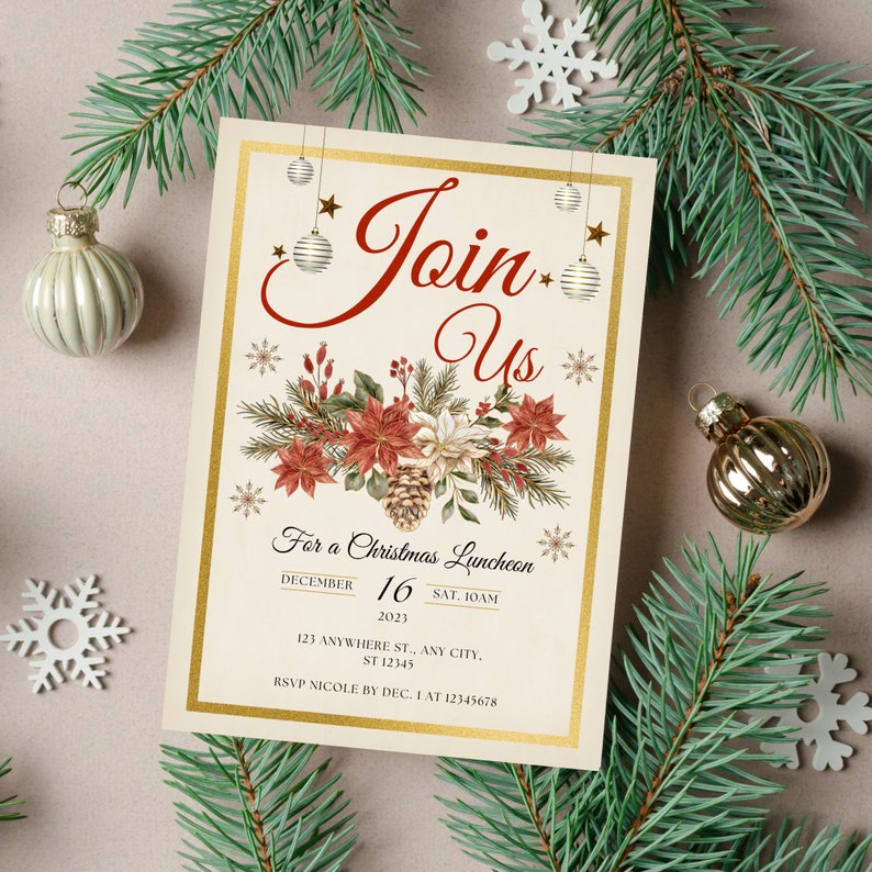 Ladies Christmas Luncheon Invitation Editable Template Instant Download ...