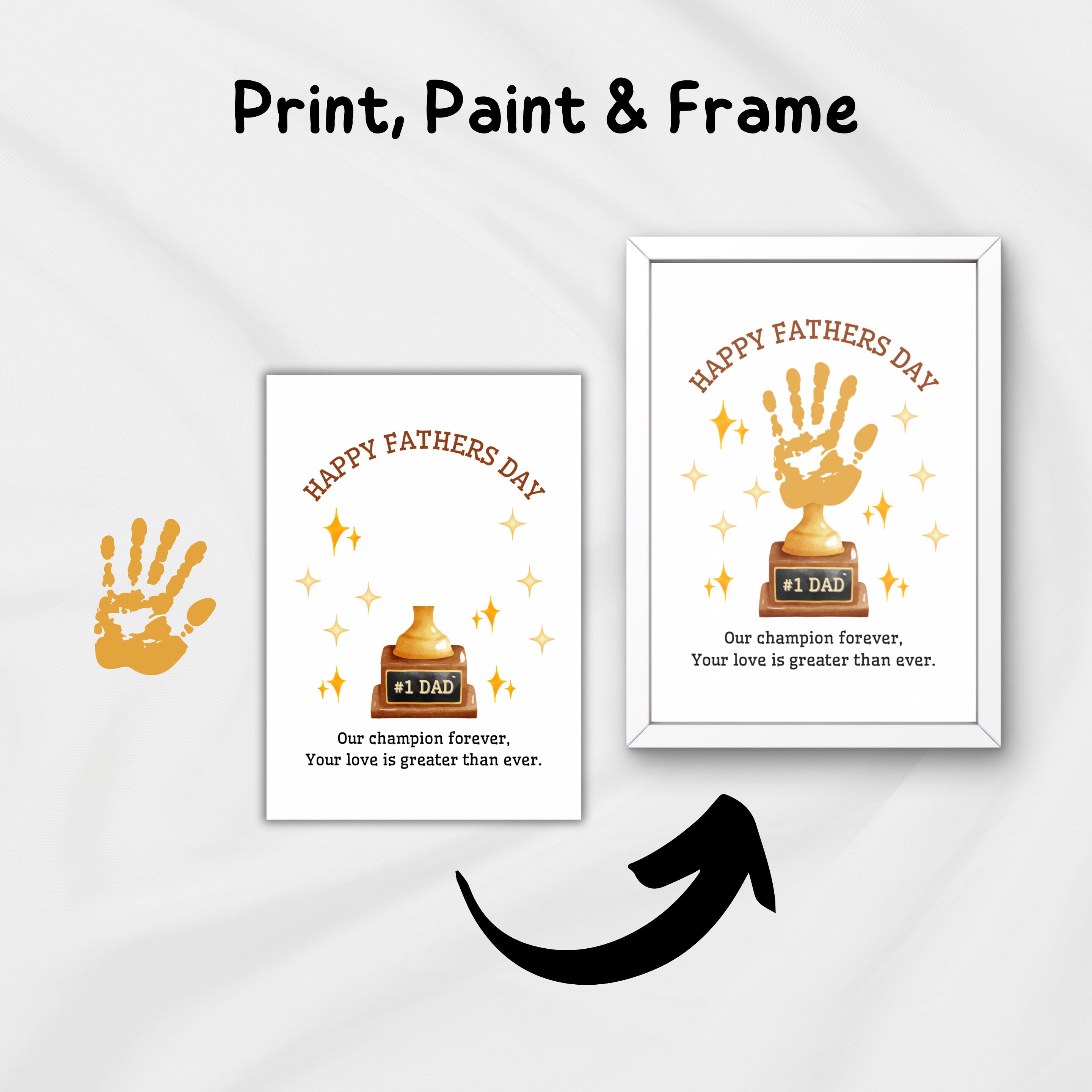 Fathers Day Handprint Trophy Printable Handprint Craft Gift for Fathers ...