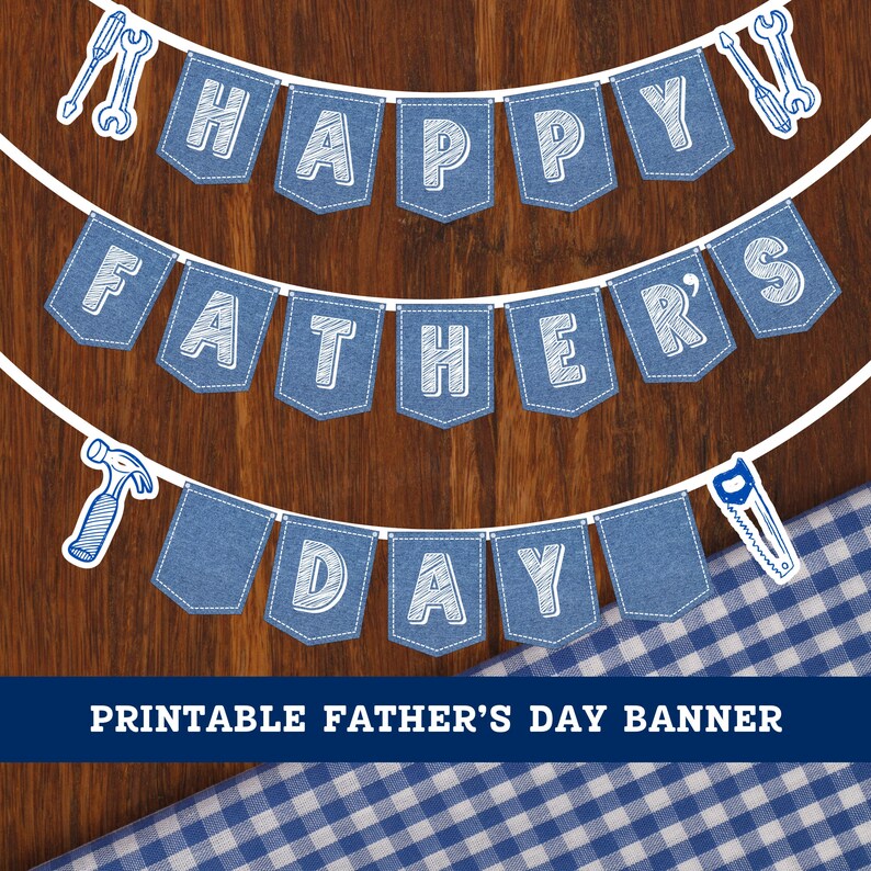Fathers Day Banner Printable Party Decoration Instant Download Denim ...