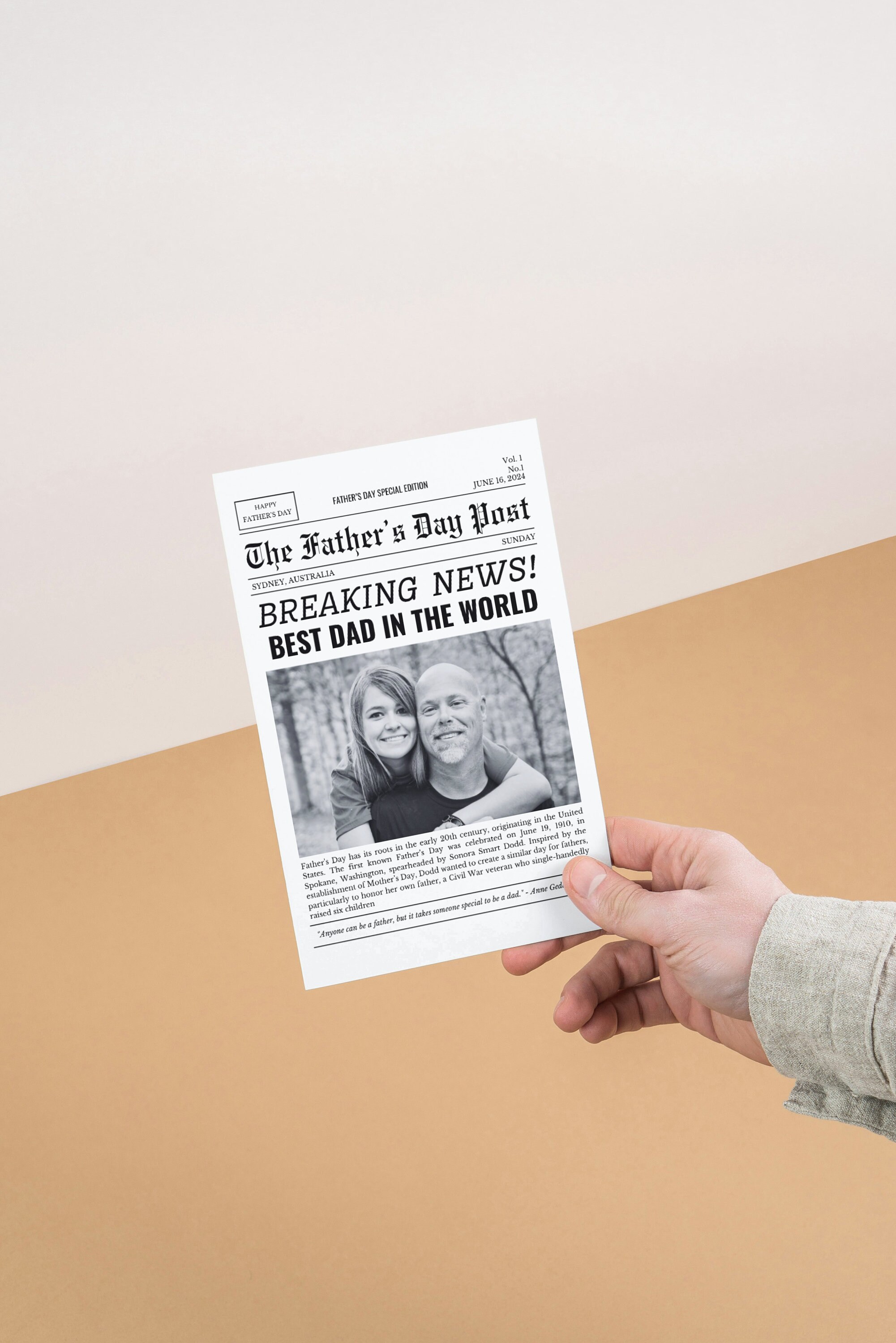 Fathers Day Newspaper Gift From Daughter Son Editable Template Presents ...