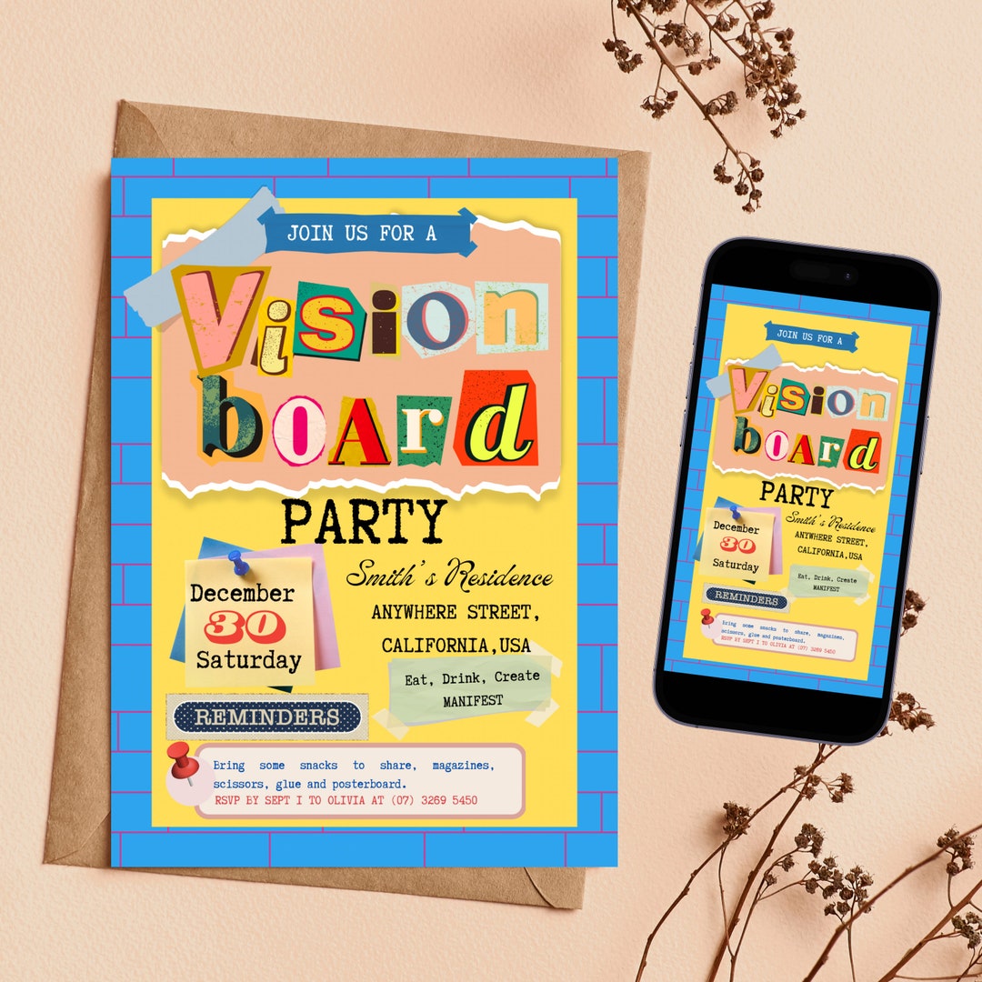 Vision Board Party Editable Template Invitation Instant Download With ...