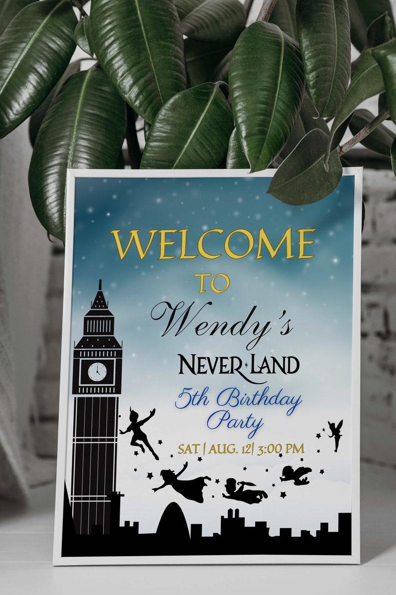 Peter Pan Birthday Party Decorations Neverland Welcome Sign Editable ...