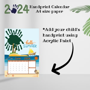 Handprint Calendar 2024 Preschool Calendar 2024 Printable Calendar 2024 ...