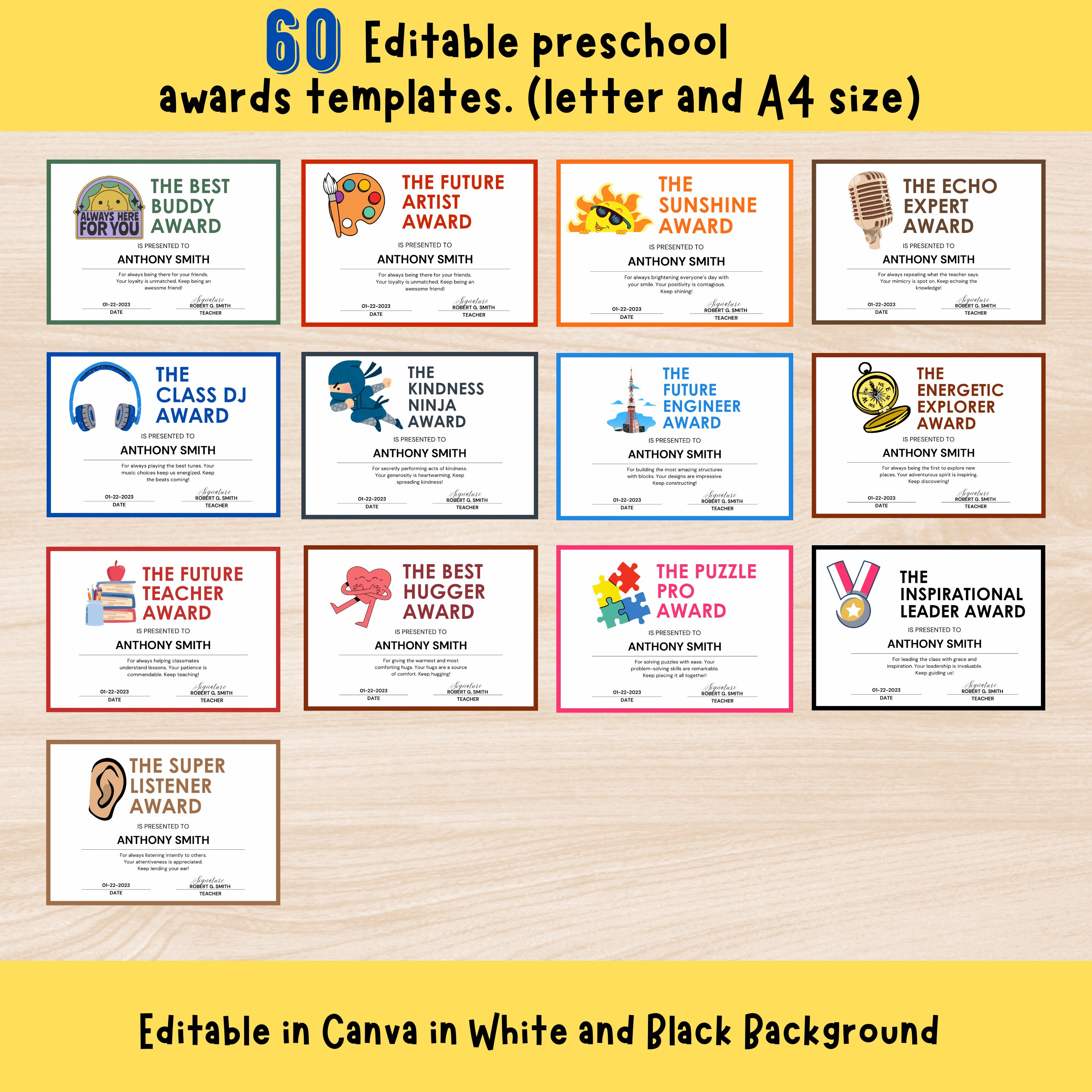 End of Year Award Certificate Funny Classroom Awards Editable Template ...