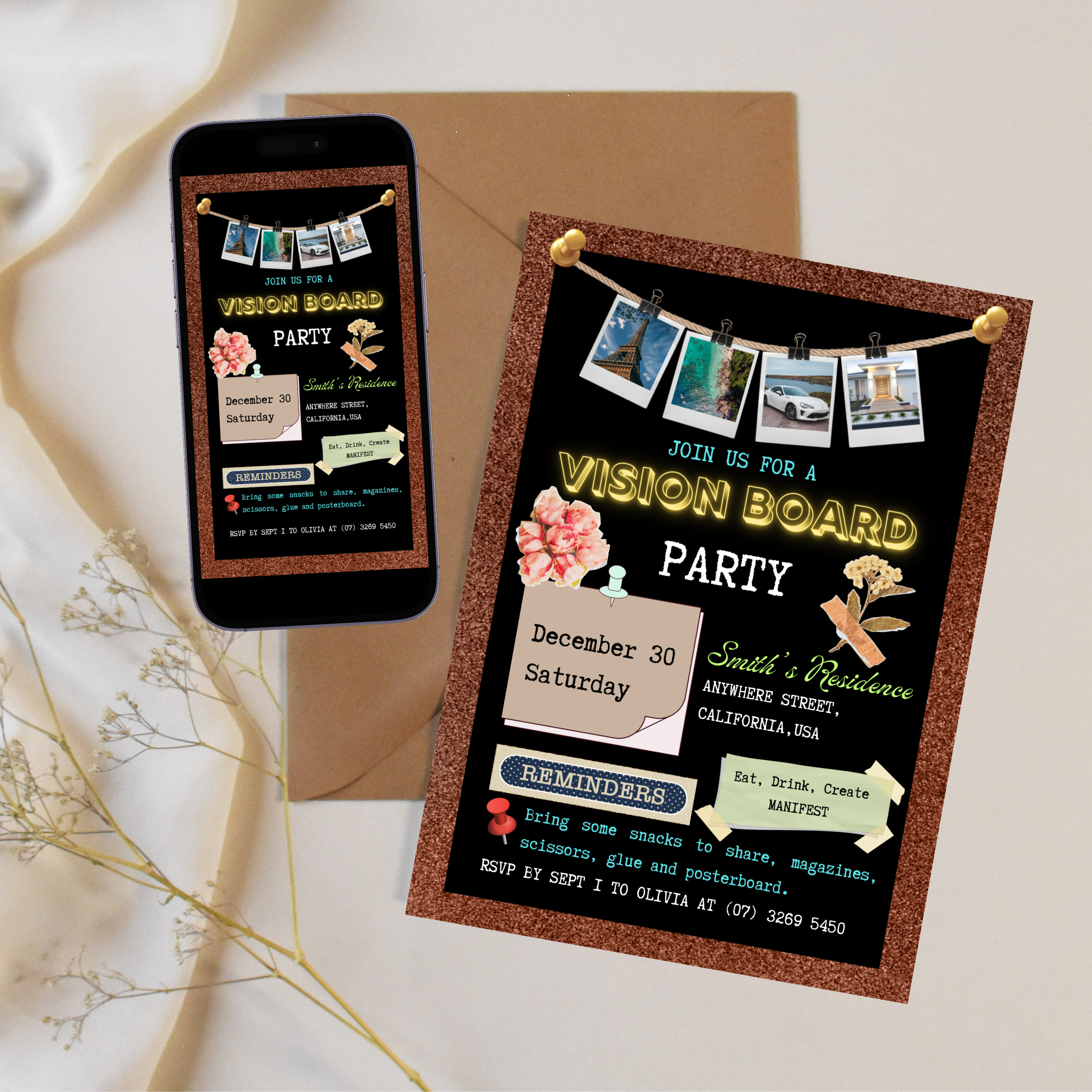 Vision Board Party Editable Template Invitation Instant Download With ...